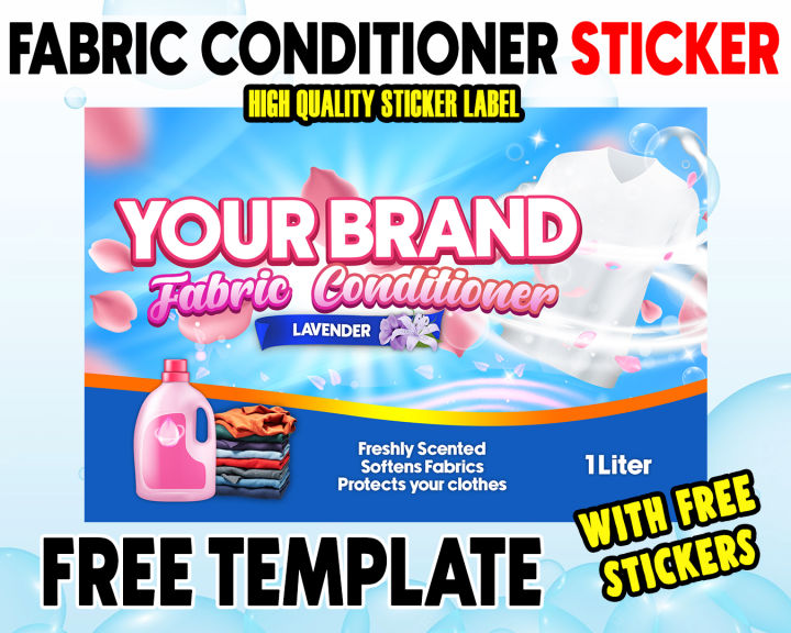 STICKER LABEL FOR FABRIC CONDITIONER | FABCON STICKER | FREE TEMPLATE ...