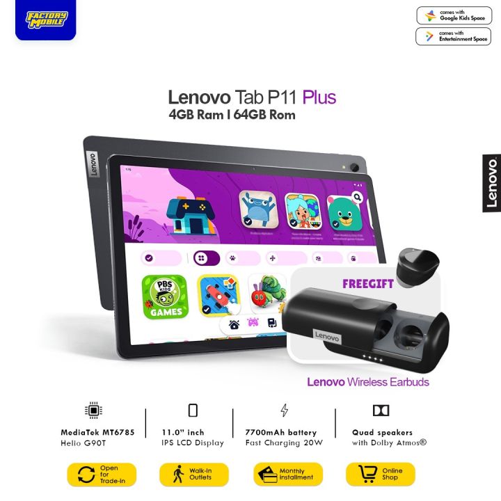 Lenovo Tab P11 Plus 4GB ram 64GB rom 1 Year Carry-in with 1 Year Battery Original Malaysia Set ...