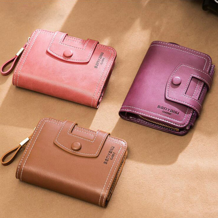 BANYANU Original Genuine Leather Ladies Purse Anti RFID Vertical Card ...