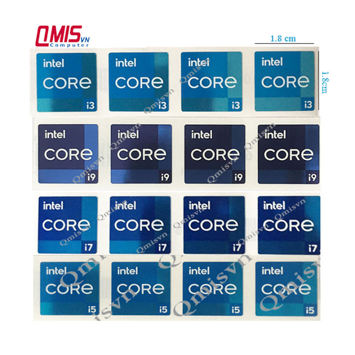 01 CÁI TEM LOGO INTEL CORE I3 I5 I7 I9 Gen 11, Gen 12, Gen 13; Tem Core ...
