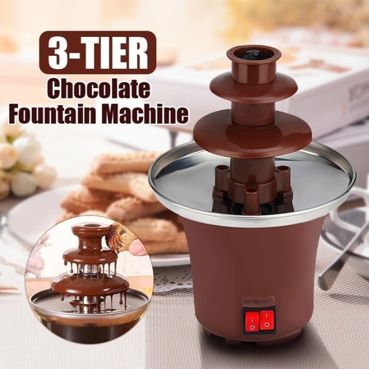 Mini Chocolate Fondue Fountain (Brown) Chocolate Melting Tool ...