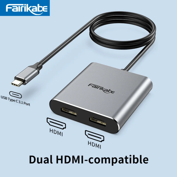 USB C to Dual HDMI Hub 4K60Hz Docking Station Type C to 2HDMI Adapter ...