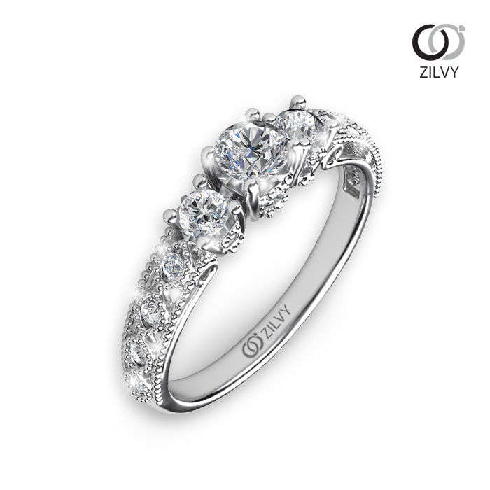 Zilvy - แหวนเพชรแท้ วงหญิง เพชรรวมเพชรน้ำร้อย 0.30 กะรัต | Lazada.co.th