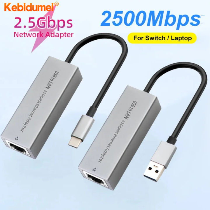 Kebidumei 2500Mbps Ethernet Adapter 2.5 Gigabit USB3.0 Type C to RJ45 ...