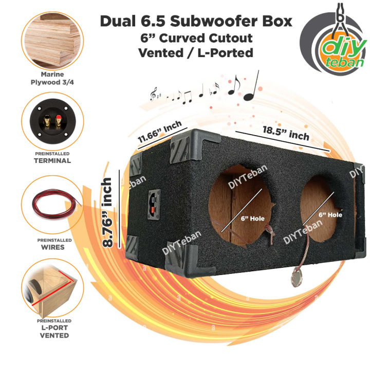 Dual 6.5 Inch Subwoofer Box L Ported 25hz, 30hz, 35hz, 40hz Tuning ...