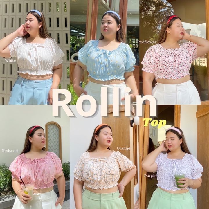 rollin top เสื้อใส่ได้2แบบปาดไหล่กับตุ๊กตานะคะ | Lazada.co.th