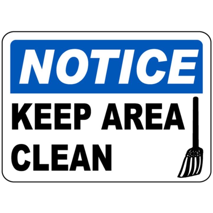 A4 Size Notice Keep Area Clean - Blue - Laminated Signage Waterproof ...