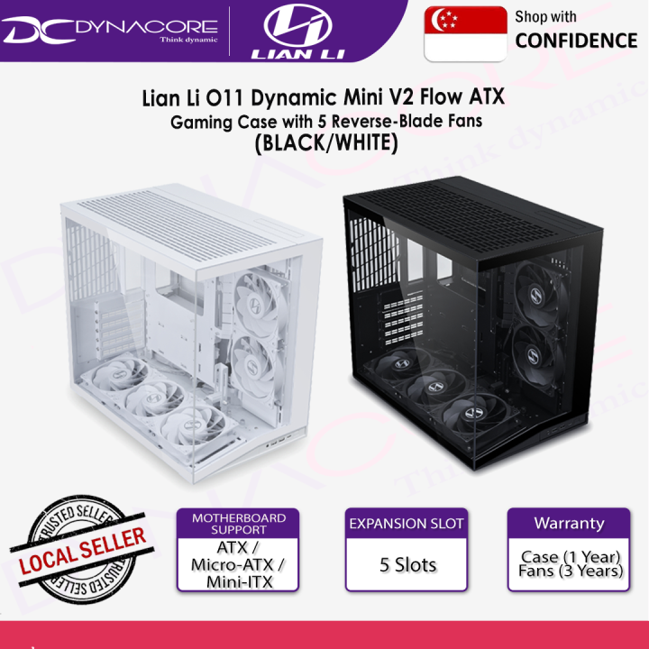 Lian Li O11 Dynamic Mini V2 Flow ATX Gaming Case with 5 Reverse-Blade ...