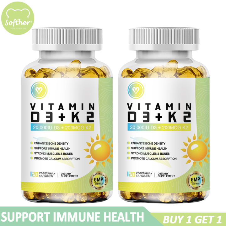 Softher Vitamin D3 K2 Capsule Support Bone Density and Strong Muscles Calcium Promote High ...