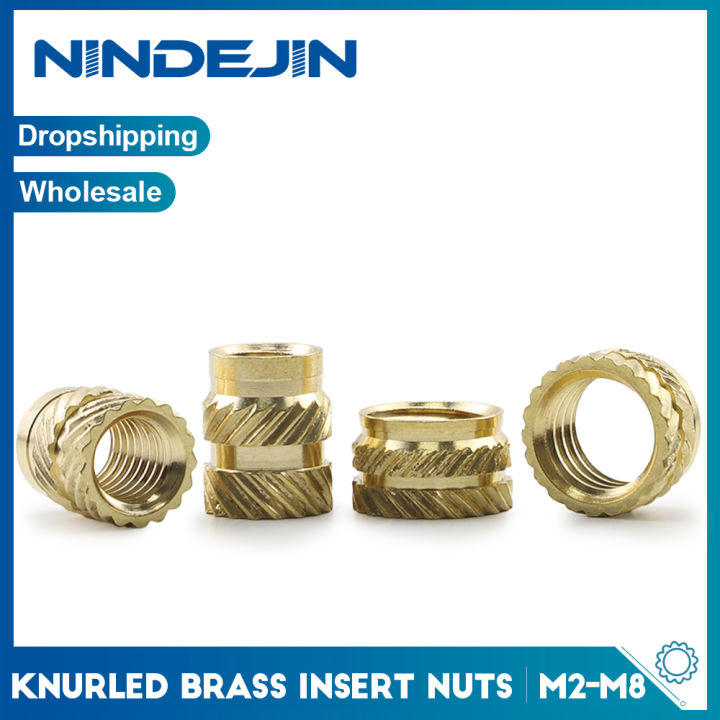 NINDEJIN 5-50pcs Brass Insert Nut Knurled Nut M2 M3 M4 M5 M6 M8 Heat Set Insert Thread Knurled ...