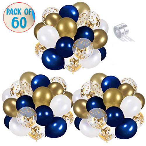 60PCS Party Navy and Gold Balloons Navy Blue White Balloons Gold | Lazada PH