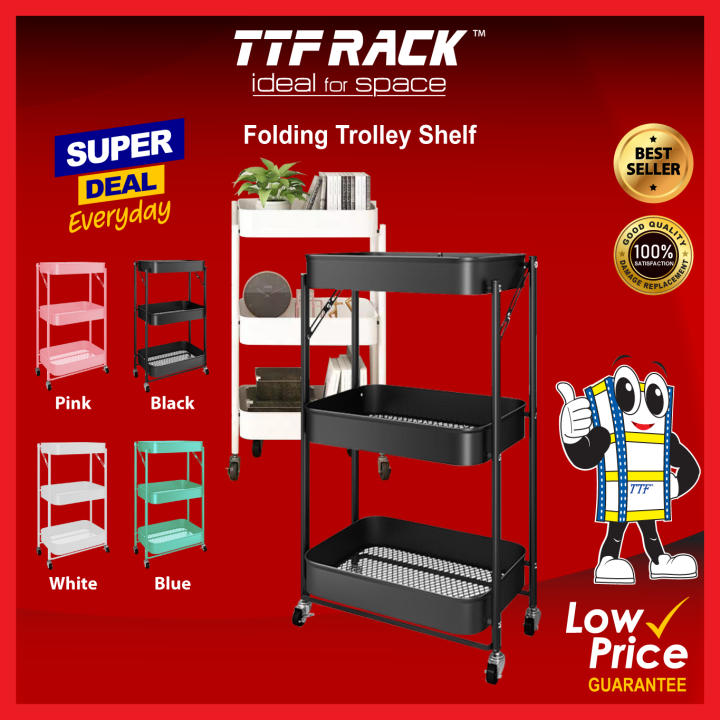 TTF Rack™ (FTS) Foldable Trolley Shelf / Steel Rack /Storage Rack /Rak ...