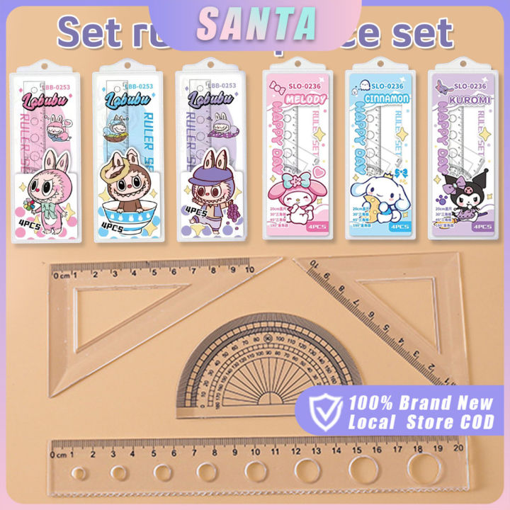 Ruler Set for Kids Sanrio Ruler Student Stationery Melody Cinnamoroll ...