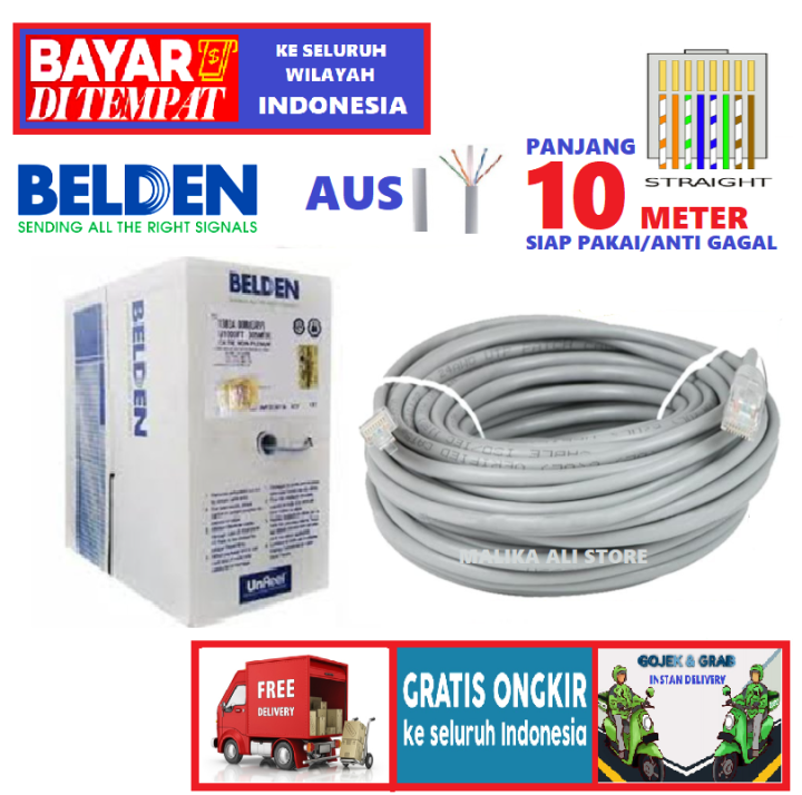 KABEL LAN/UTP RJ 45 Cat 5e BELDEN - 10 Meter Anti Gagal Siap Pakai ...