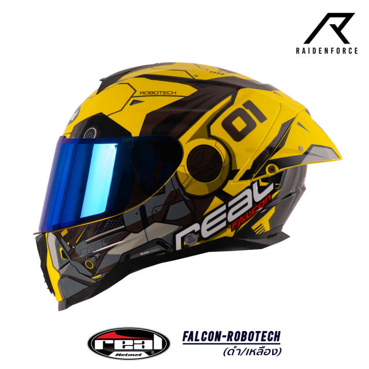 หมวกกันน็อค Real Helmets Falcon-Robotech ดำ/เหลือง | Lazada.co.th