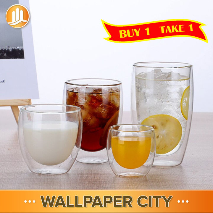 WPC Buy 1 Take 1 Highball Borosilicate Beverage Clear Double Wall Glass ...