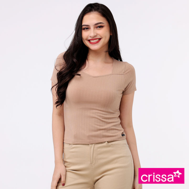 Crissa 5x5 Rib Knits Short Sleeves Top CSTT13-0016 | Lazada PH