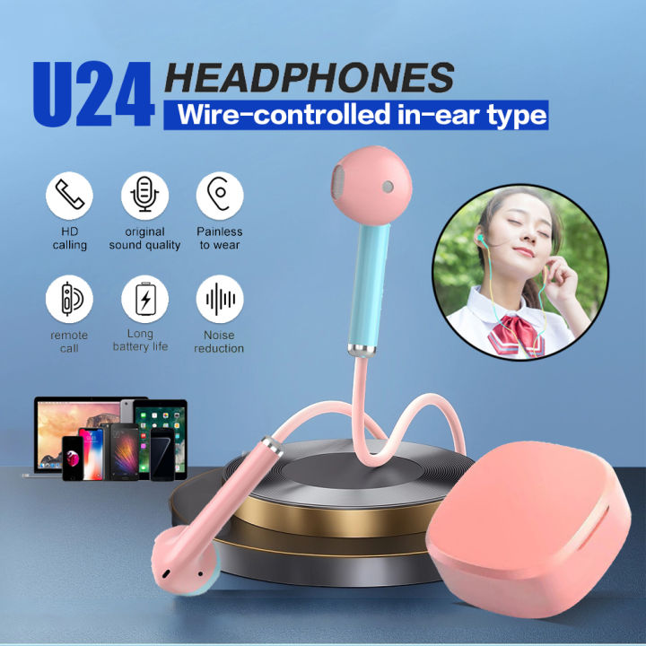 [Philippines Stock] U24 Macaron Headset Wire-controlled In-ear Mobile ...