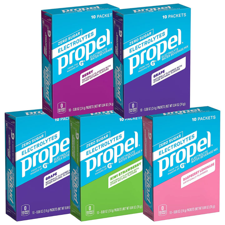 Propel Powder Packets 4 Flavor Variety Pack With Electrolytes, Vitamins ...