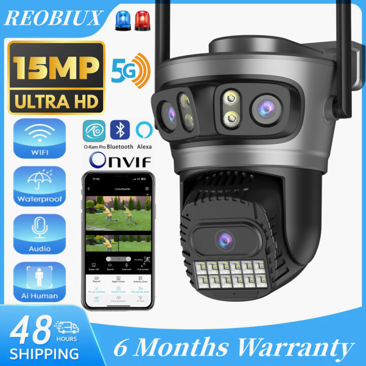 REOBIUX 15MP 5G WiFi IP Camera Three Screen 12MP CCTV Camera Connect ...