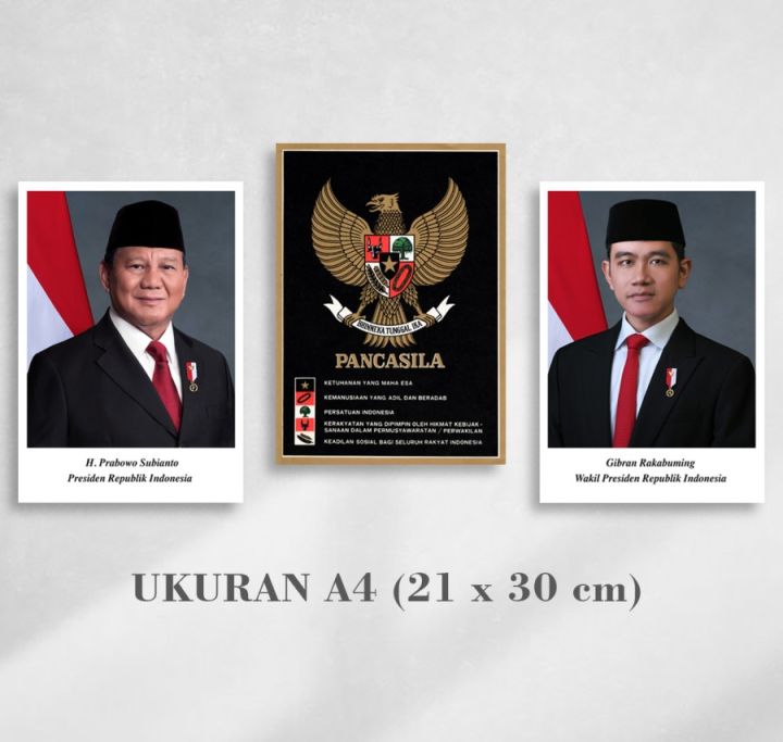 Pigura Foto Presiden dan Wakil Presiden/Foto Presiden dan Wapres 1 Set + Foto Garuda ukuran A4 ...
