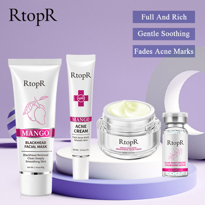 RtopR 4-pcs Skincare Set Mango Blackhead Remover Acne Treatment Nose ...
