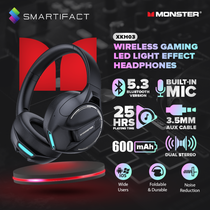 Monster XKH03 Over-the-ear Wireless Gaming Headphones With Dazzling ...