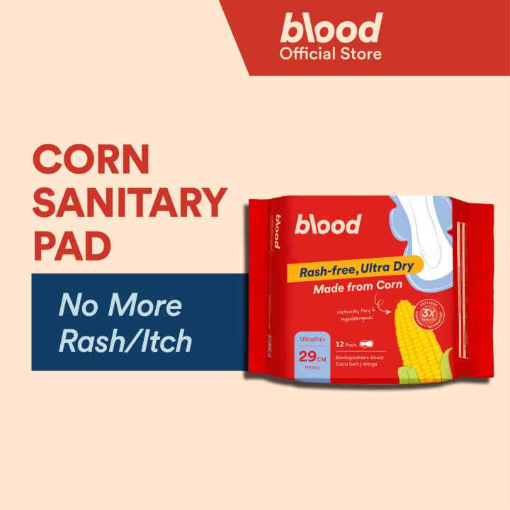 Blood Sanitary Pads 卫生棉 Made With 100% Corn (25cm | 29cm | 33cm | 41cm) | Tuala Wanita Jagung ...