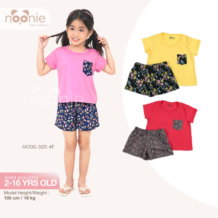 Noonie- Girls Terno (2-16Y) - Cotton Crop Top & short Shorts Set ...