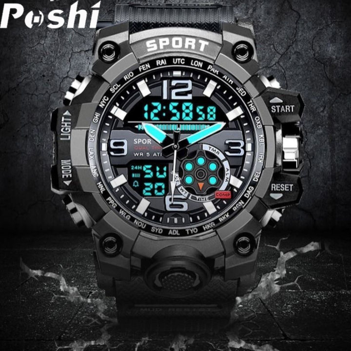 POSHI Smart Digital Watch Men Sports Watches Fashion Rubber Strap G ...