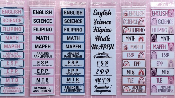 Subject Label Sticker - 10 subjects | Lazada PH