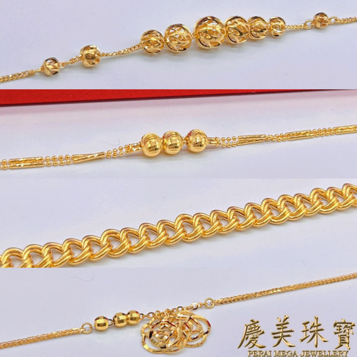 Ready Stock🔥【NEW】Rantai Tangan bajet Emas 916 Tulen 916 Gold bracelet ...