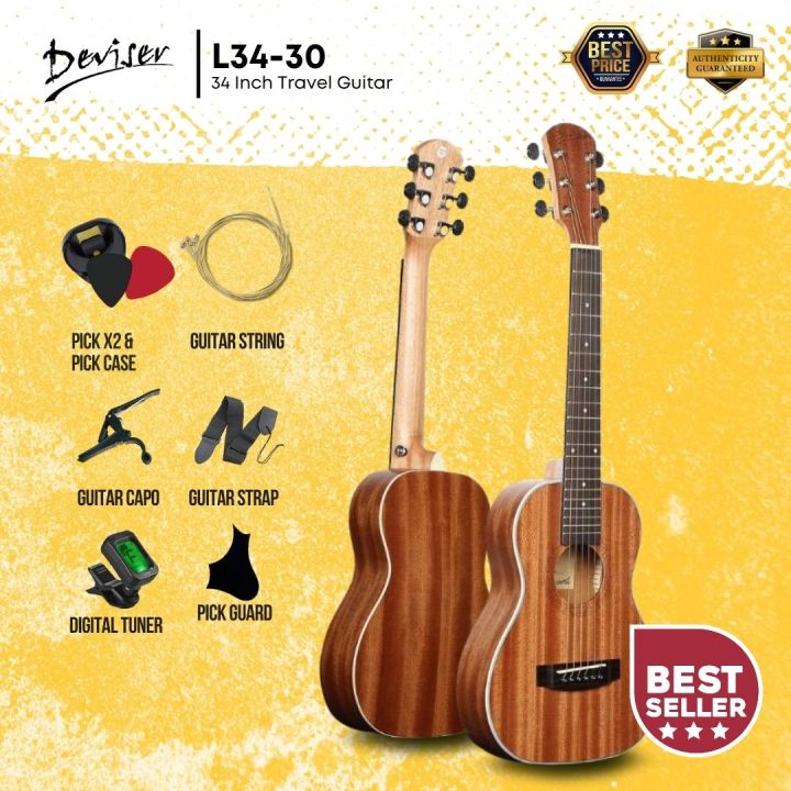 Deviser 34 inch Acoustic Travel Guitar, Sapele Top ( L34-30 / L34 30 ...