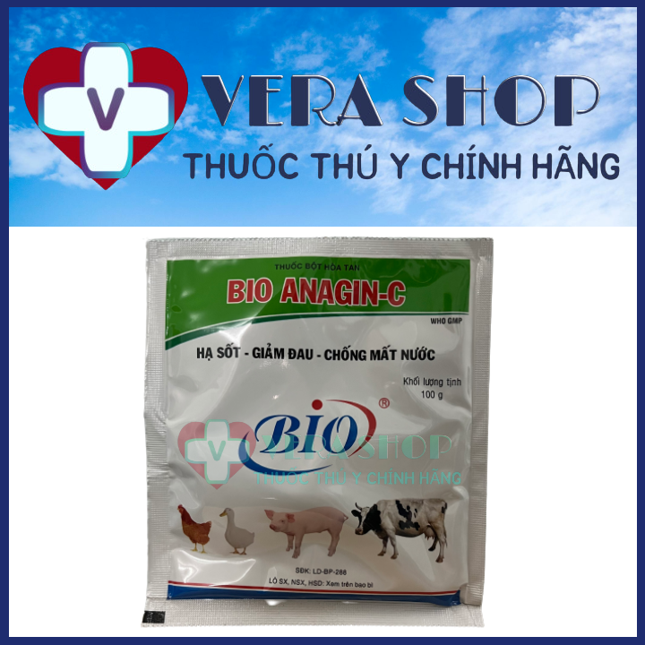 BIO ANAGIN C 100G - Thuốc hạ sốt, giảm đau, chống mất nước cho heo, gà ...
