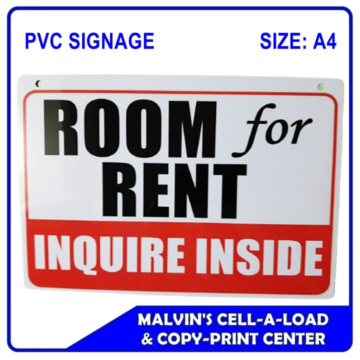 PVC SIGNAGE - ROOM FOR RENT - SIZE A4 | Lazada PH
