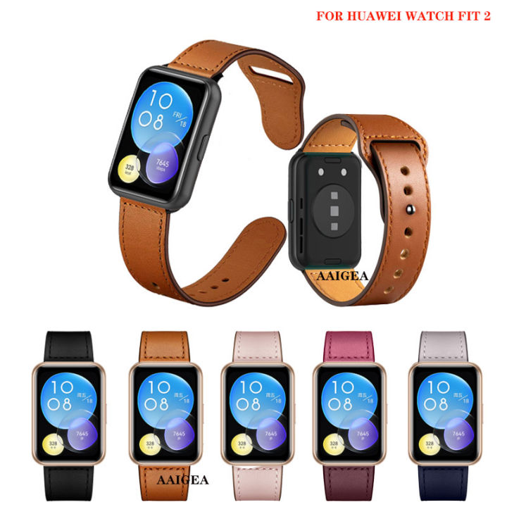 สายหนังแท้พร้อมขั้วต่อสำหรับ Huawei Watch Fit 3 2ใหม่ Fit2 Fit3