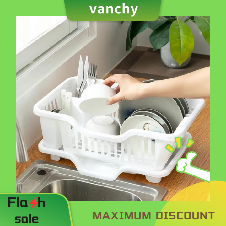 Vanchy Dish Drying Rack Drain Board Dinnerware Organizer Tools Utensils ...