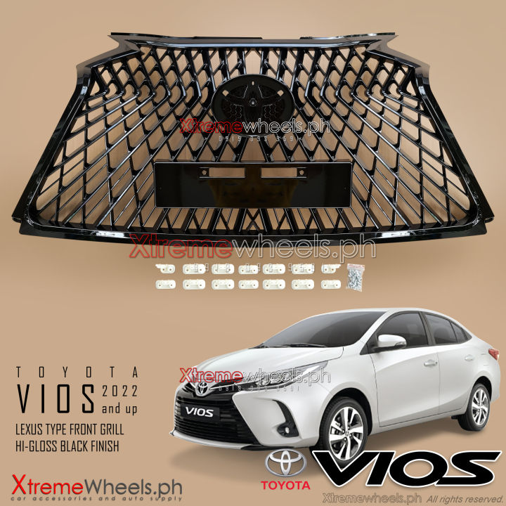 Toyota Vios 2021-2024 Lexus Type Hi Glossy Black Front Bumper Grill ...