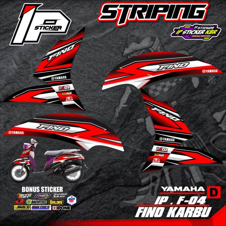 (cod) striping FINO KARBU- sticker striping variasi list yamaha FINO ...