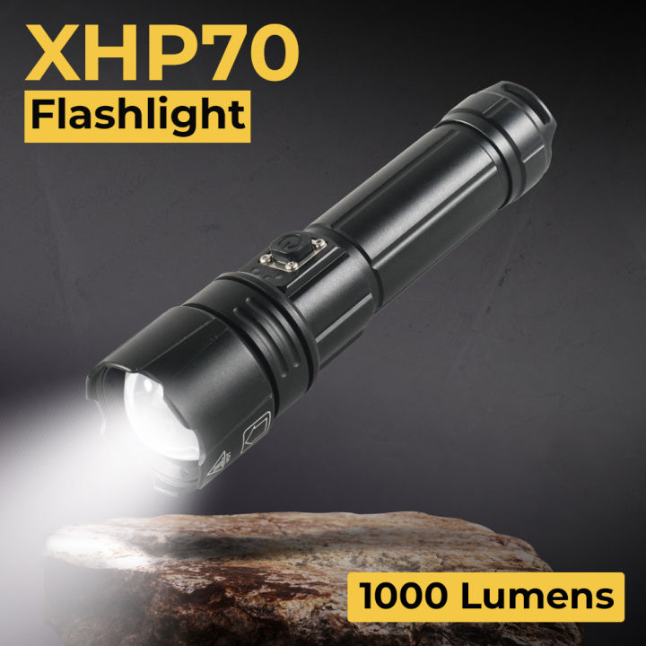 Senter LED XHP70 50 Watt 1000 Lumens USB Rechargeable dengan 3 Mode ...