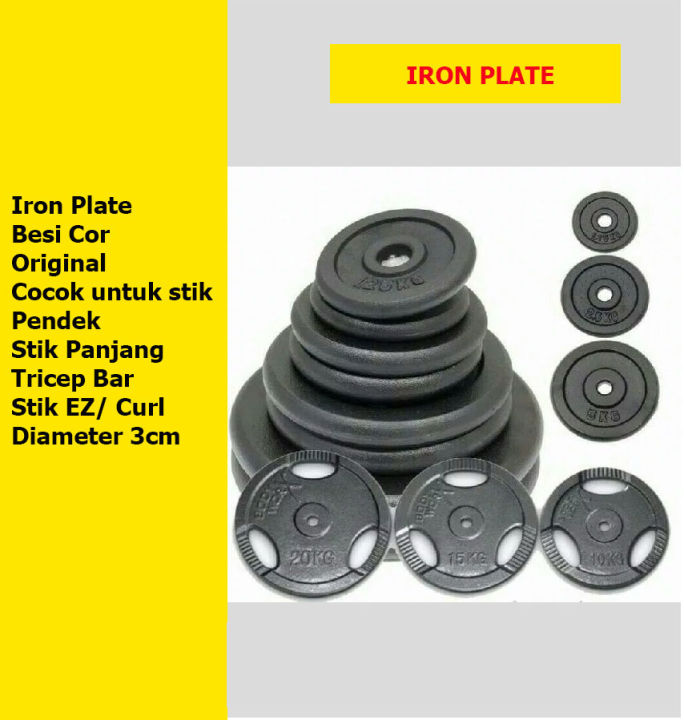 Plat besi Barbel plate 30 kg piringan Iron Diameter 3cm | Lazada Indonesia