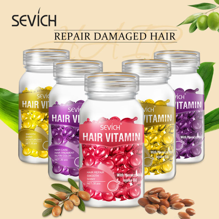 SEVICH Hair Vitamin 30 Capsules Vitamin Rambut Repair Damaged Hair ...
