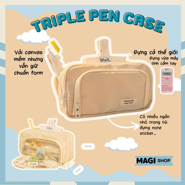 Túi bút to CENTURY douple case pen ngăn lớn đa năng phong cách Nhật Bản ...