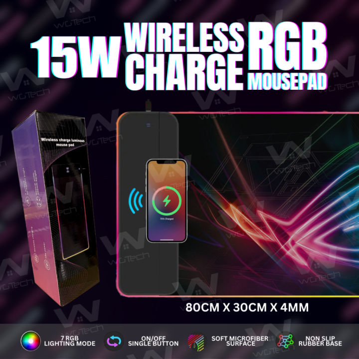 15W Quick Charging Wireless Charging RGB Gaming Mouse Pad 800 x 300 x ...