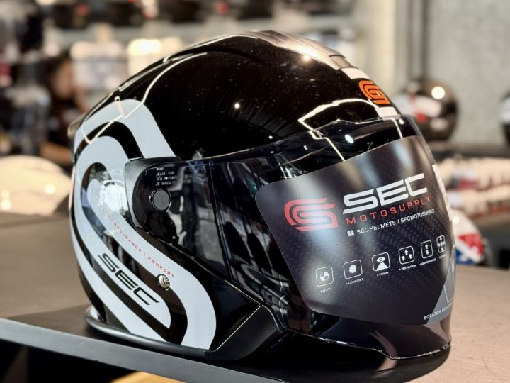 SEC Mist Brand Half Face Dual Visor Helmet with Free Extra Clear Visor ...