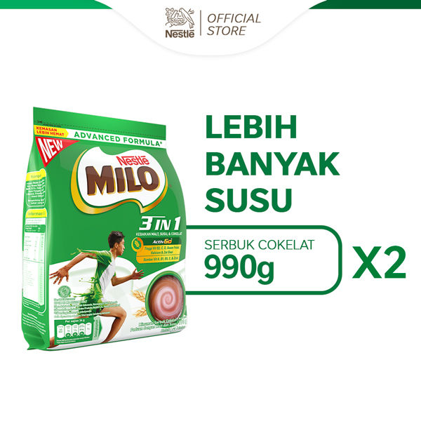 Nestle Milo 3in1 ACTIV-GO Pouch 990G x2 - Twinpack | Lazada Indonesia