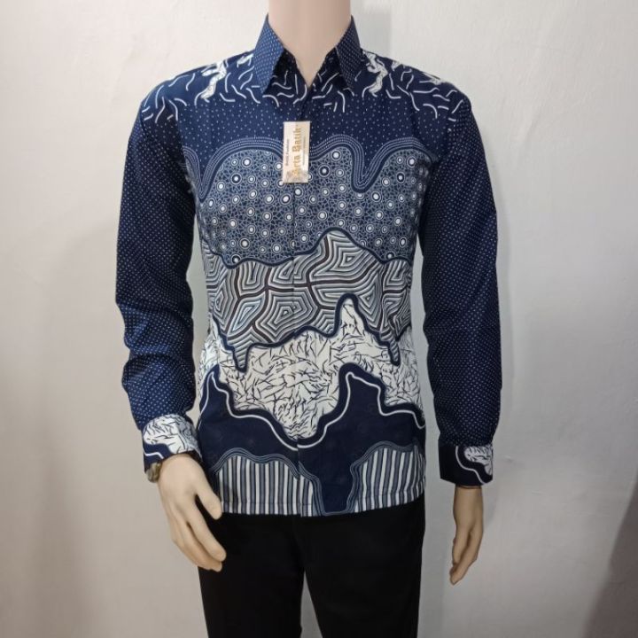 Malaysia Stock KEMEJA Abstract batik Shirt navy original arta batik ...