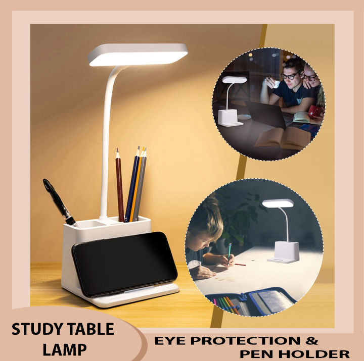 USB Charging Study Table LED Light Lamp with Eye Protection and Pen ...