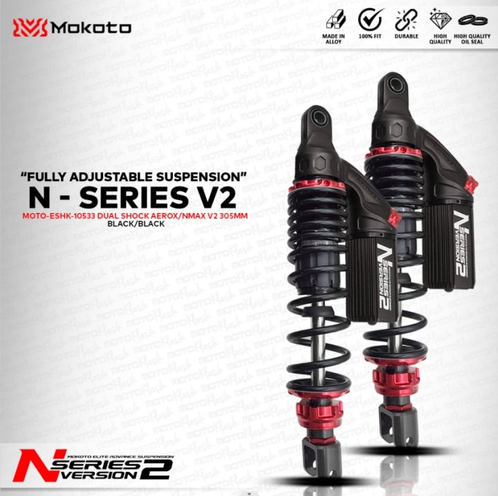 MOKOTO ELITE N-SERIES V2 FULLY ADJUSTER DUAL REAR SHOCK ABSORBER 305MM ...