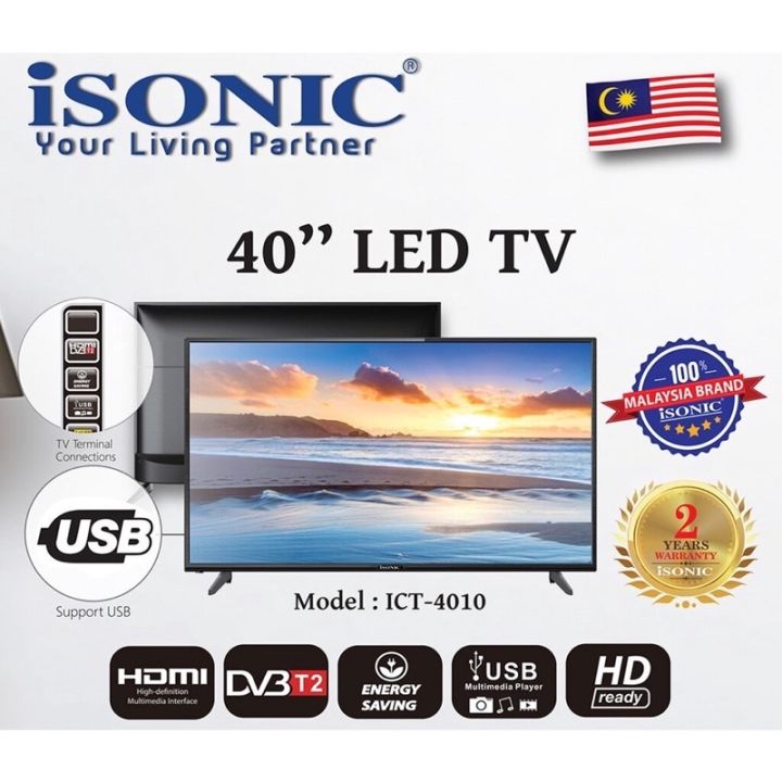 Isonic 40 ”inch LED TV DVB-T2 full HD digital TV ICT-4010 | Lazada PH